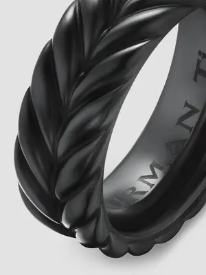 David Yurman Chevron Band Ring In Titanium, 9mm
