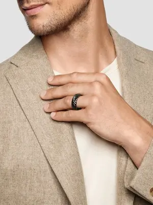 David Yurman Chevron Band Ring In Titanium, 9mm