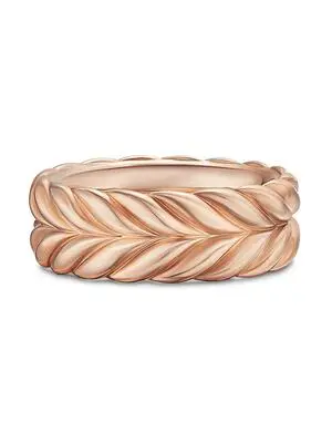 David Yurman Chevron Band Ring In 18k Rose 9mm - Gold