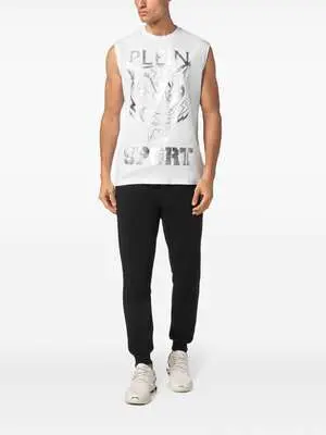 PLEIN SPORT Tiger-print Tank Top - White