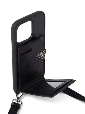 Prada Saffiano Leather Iphone 14 Pro Max Case - Black | Editorialist