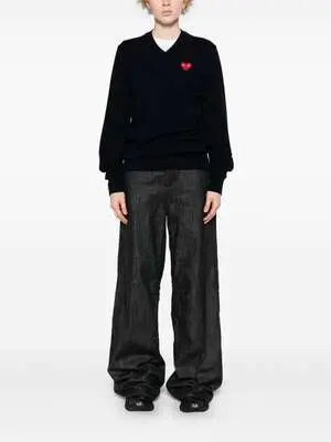 Play Comme Des Garcon Heart-patch Wool Jumper - Blue
