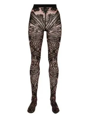 Wolford X Etro Jacquard Tights - Brown