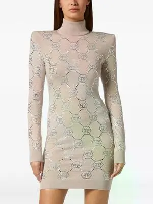 Philipp Plein Crystal-embellished Monogram Mini Dress