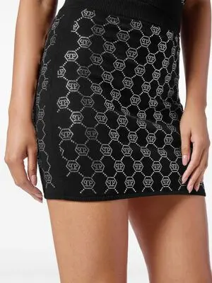 Philipp Plein Monogram Knitted Mini Skirt - Black