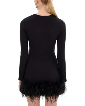 Lamarque Bahira Feather Hem Dress In Black - 30% Off | Editorialist