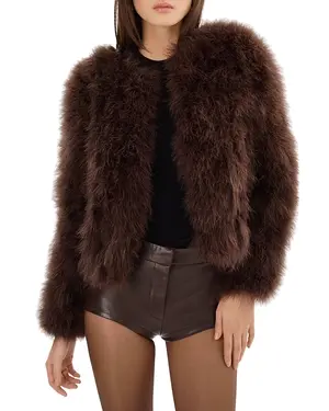 LAMARQUE Deora Feather Jacket - Chocolate