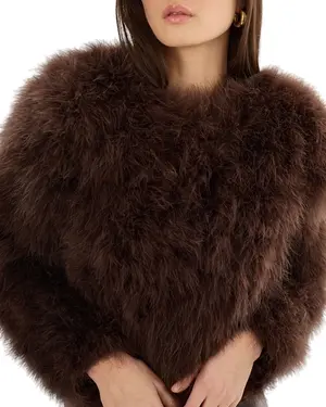 LAMARQUE Deora Feather Jacket - Chocolate