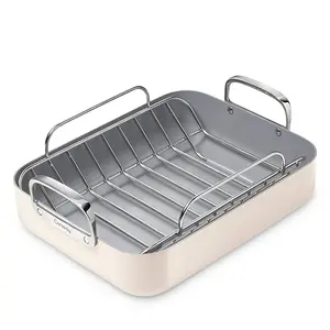 CARAWAY Nonstick Roasting Pan With Rack - Cream