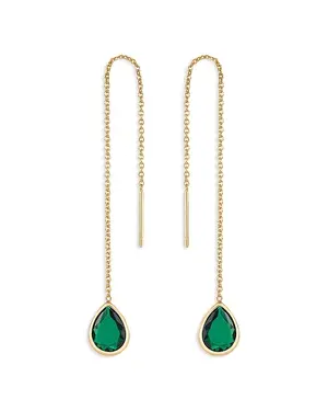 Ettika Barely There Chain & Cubic Zirconia Threader Earrings - Green/gold