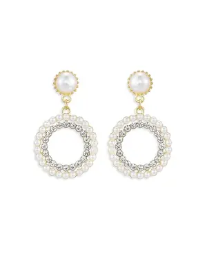 Ettika Crystal And Imitation Pearl Drop Earrings - White/gold