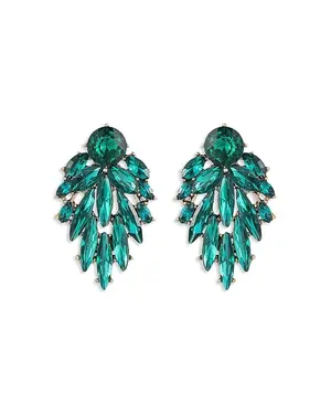 Ettika Crystal Cluster Drop Earrings - Green/gold