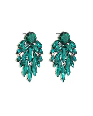 Ettika Crystal Cluster Drop Earrings - Green/gold