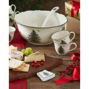 SPODE Christmas Tree 10-piece Punch Bowl Set