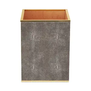 Aerin Faux Shagreen Waste Basket - Grey