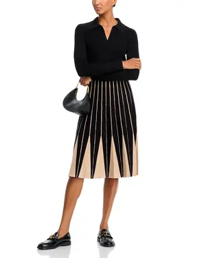 T Tahari Pleated Sweater Dress