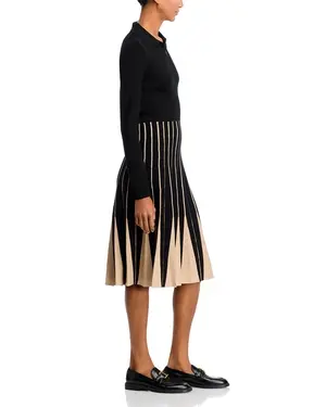 T Tahari Pleated Sweater Dress