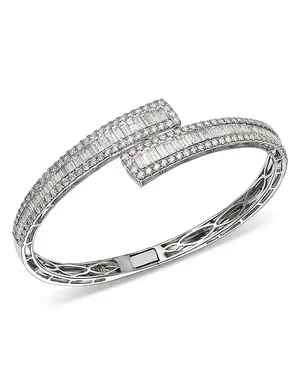 Bloomingdale'S Diamond Baguette And Round Bangle Bracelet - White