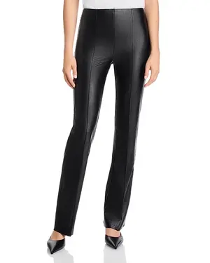 Lyssé Textured Faux Leather Trousers - Black