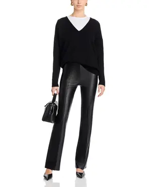Lyssé Textured Faux Leather Trousers - Black