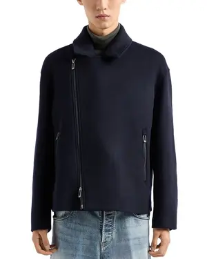 Emporio Armani Asymmetrical Wool Biker Jacket