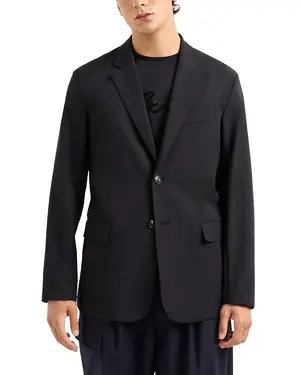 Emporio Armani Notch Lapel Blazer - Solid Black