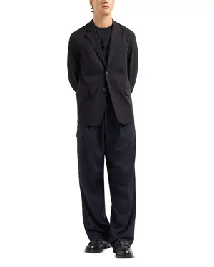 Emporio Armani Notch Lapel Blazer - Solid Black