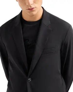Emporio Armani Notch Lapel Blazer - Solid Black