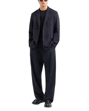 Emporio Armani Notch Lapel Blazer - Solid Blue