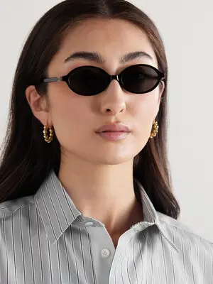 Miu Miu Oval-frame Acetate Sunglasses - Black