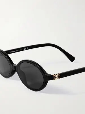 Miu Miu Oval-frame Acetate Sunglasses - Black