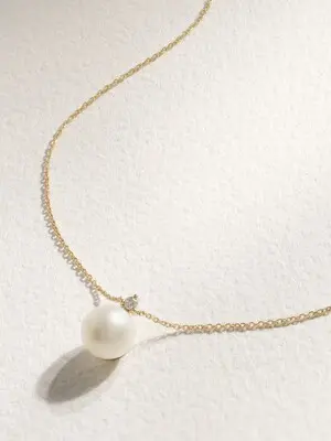 Mizuki 14-karat Pearl And Diamond Necklace - Gold