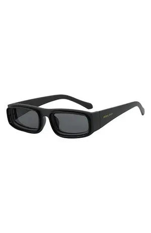 FIFTH & NINTH Rae 52mm Polarized Rectangular Sunglasses - Black / Black