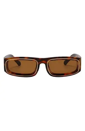 FIFTH & NINTH Fifth & Ninth Rae 52mm Polarized Rectangular Sunglasses Torte / Brown