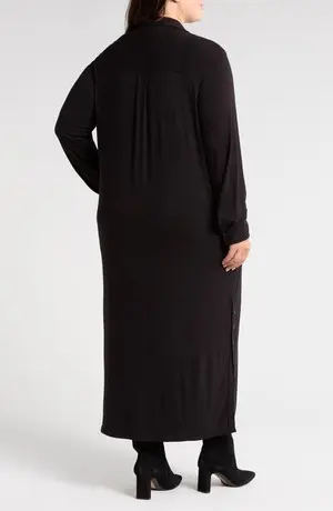 Universal Standard Sally Long Sleeve Liquid Jersey Shirtdress - Black