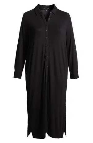 Universal Standard Sally Long Sleeve Liquid Jersey Shirtdress - Black