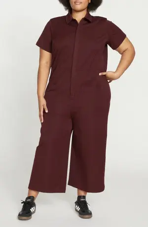 Universal Standard Universal Standard Kate Twill Jumpsuit Black Cherry