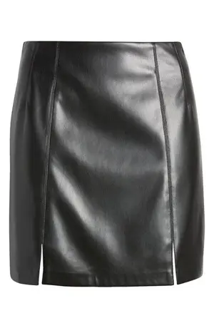 ALL IN FAVOR Faux Leather Mini Skirt - Black