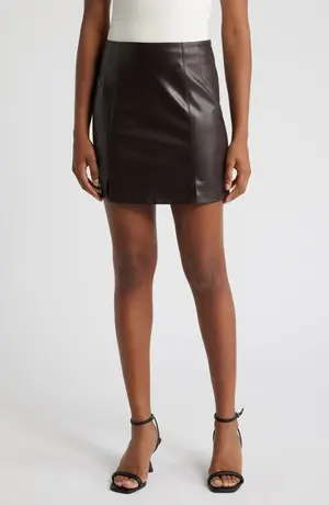 ALL IN FAVOR Faux Leather Mini Skirt - Dark Chocolate