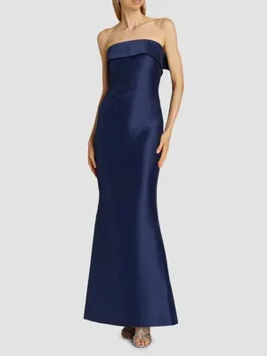 Badgley Mischka Satin Strapless Gown