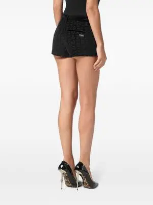Philipp Plein Monogram Velvet Mini Shorts