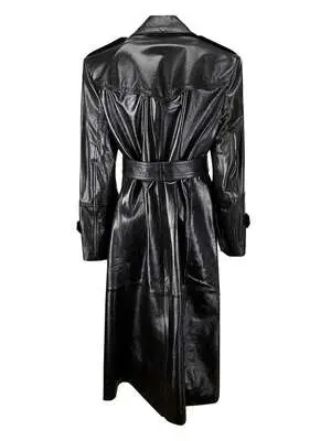 Women's Black Leather Trench Coats