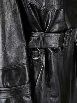 Sportmax Leather Trench Coat - Black