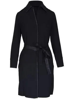 Vince Faux-leather Trim Shirt Dress - Black