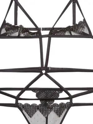 FLEUR DU MAL Heart Embroidered Ouvert Bondage Bodysuit
