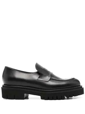 ANNA F. Leather Loafers - Black