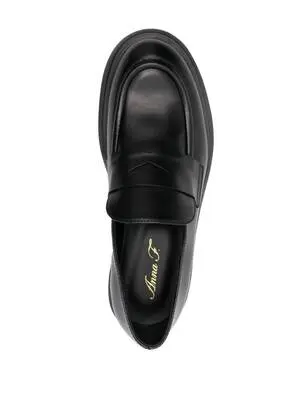 ANNA F. Leather Loafers - Black