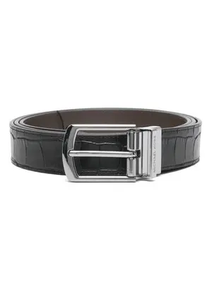 Michael Kors Crocodile-embossed Reversible Belt