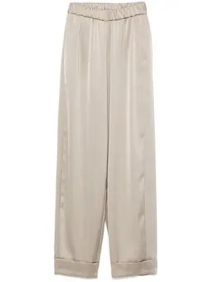 BLANCA VITA Satin Trousers - Neutrals