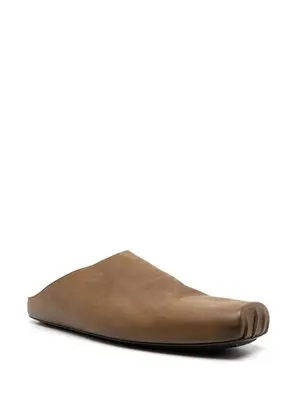 UMA WANG Square-toe Leather Slippers - Green